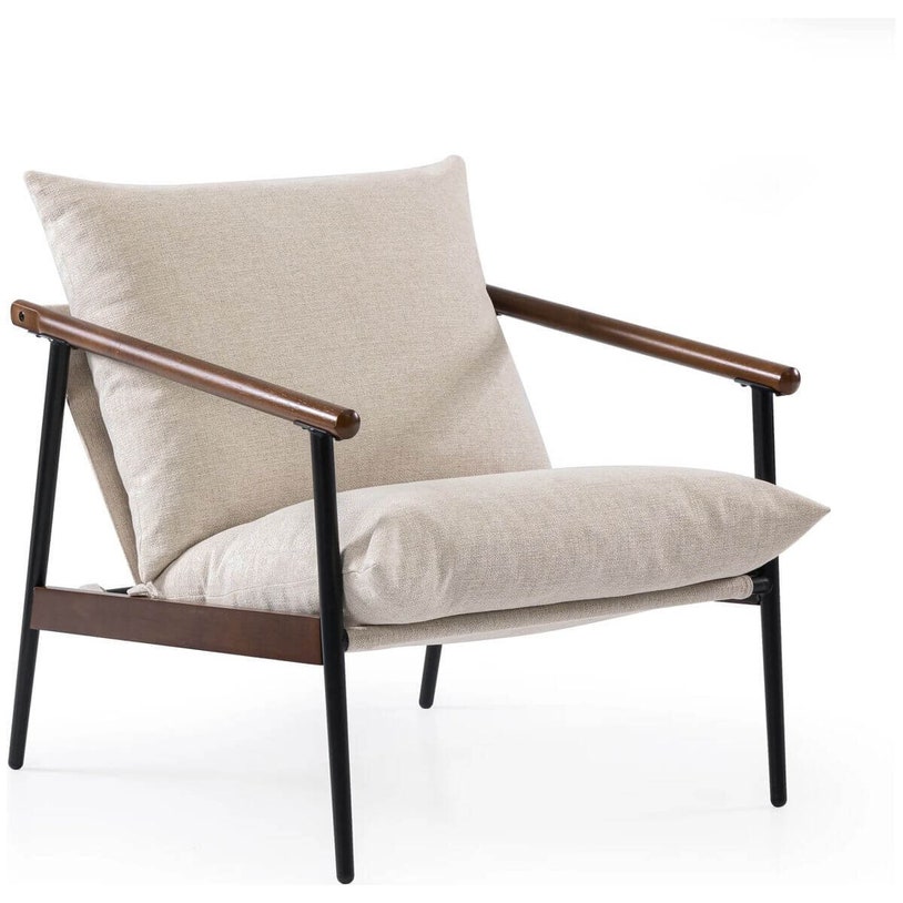 Zinus Wood and Metal Frame Armchair with Foam Cushion AU-USHSL4ZC-31B ...