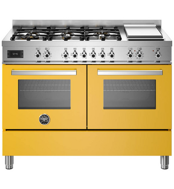 Bertazzoni 120cm Professional Dual Fuel Yellow Freestanding Oven with ...