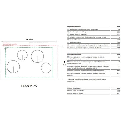 Fisher & Paykel Series 5 90cm Four Zone Induction Cooktop Black Glass ...