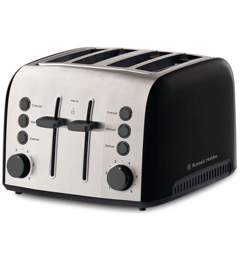 Russell Hobbs Brooklyn 4 Slice Toaster - Black RHT94BLK | Appliances Online