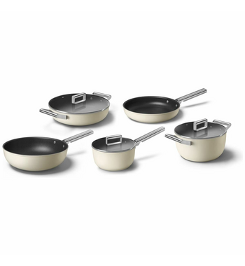 Smeg Five Piece Cookware Set Cream CK5PCCRM | Appliances Online