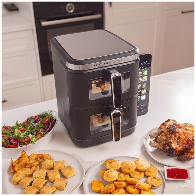 Kitchen Couture 11L Clear View Vertex Dual Draw Air Fryer Black ...