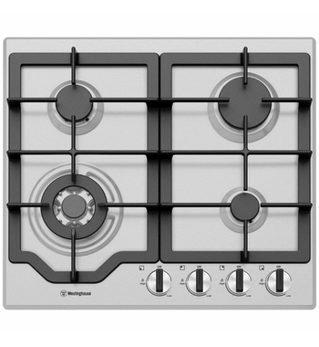 Westinghouse 60cm 4 Burner Natural Gas Cooktop Stainless Steel WHG644SC ...