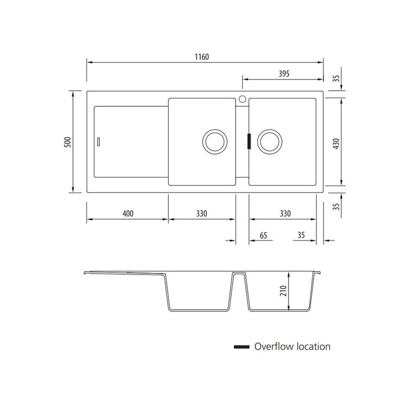 Oliveri Santorini Double Bowl Topmount Sink with Left Hand Drainer ...