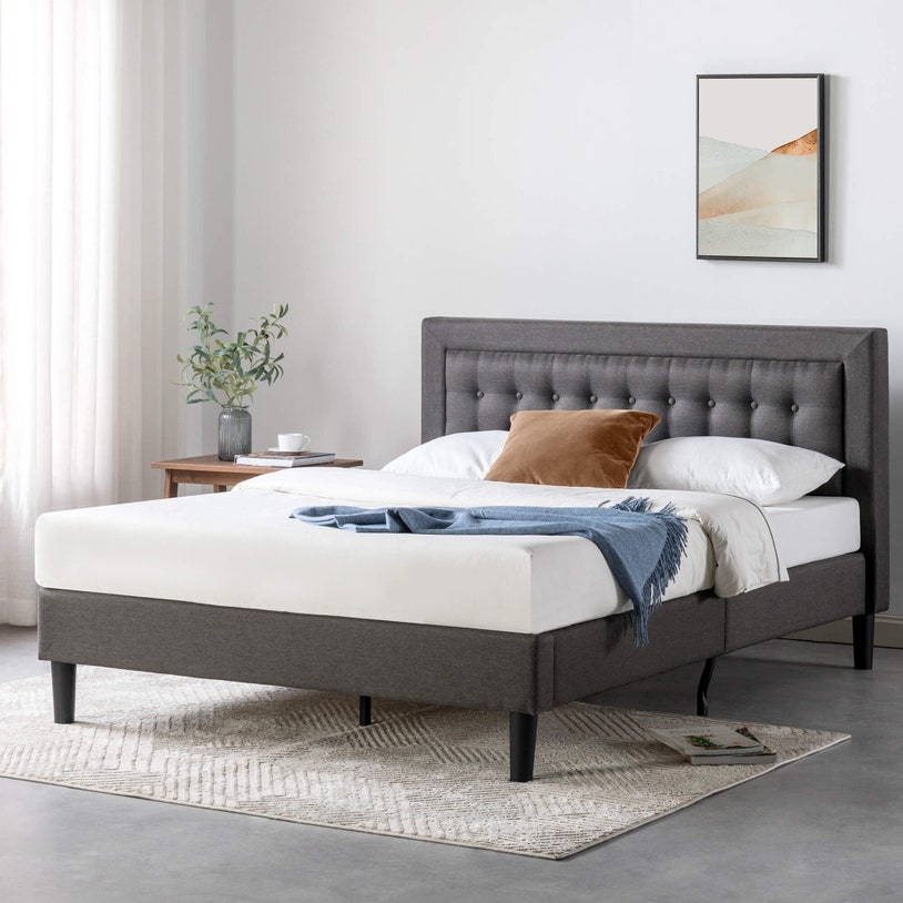 Zinus Dachelle Queen Fabric Upholstered Bed Frame Dark Grey AU-CSPB-Q ...