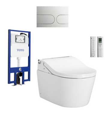Toto Wall Hung Smart Toilet Suite with Auto Flush In-Wall Cistern and ...