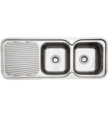 Arc IS12RS4 Double Bowl Left Hand Drainer Inset Sink | Appliances Online