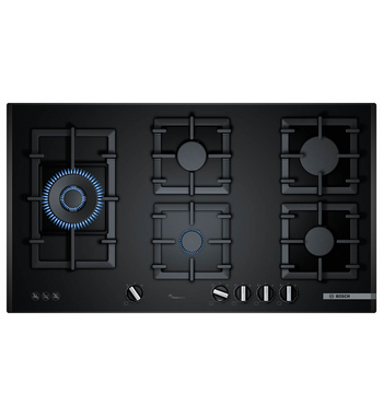 Bosch 90cm Series 6 Gas Cooktop Black Tempered Glass PPS9A6B91A ...