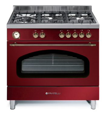 Fratelli 90cm Venezia Dual Fuel Freestanding Oven-Burgandy ...