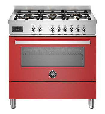 Bertazzoni 90cm Professional Red Dual Fuel Freestanding Oven ...