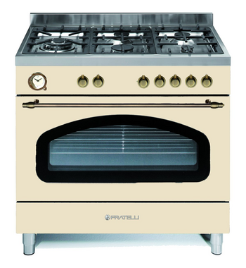 Fratelli 90cm Venezia Dual Fuel Freestanding Oven-Ivory VE29650FEMIVO ...