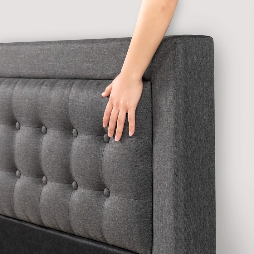 Zinus Dachelle Queen Fabric Upholstered Bed Frame Dark Grey AU-CSPB-Q ...
