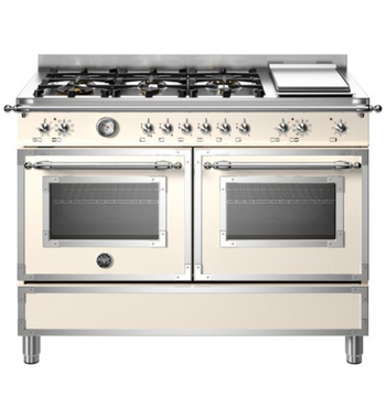 Bertazzoni 120cm Heritage Series 6 Burner + Griddle Plate Cream Dual ...