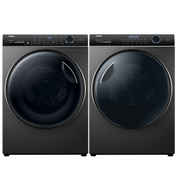 Haier 9.5kg Front Load Washing Machine & 8kg Heat Pump Dryer Dark Grey ...