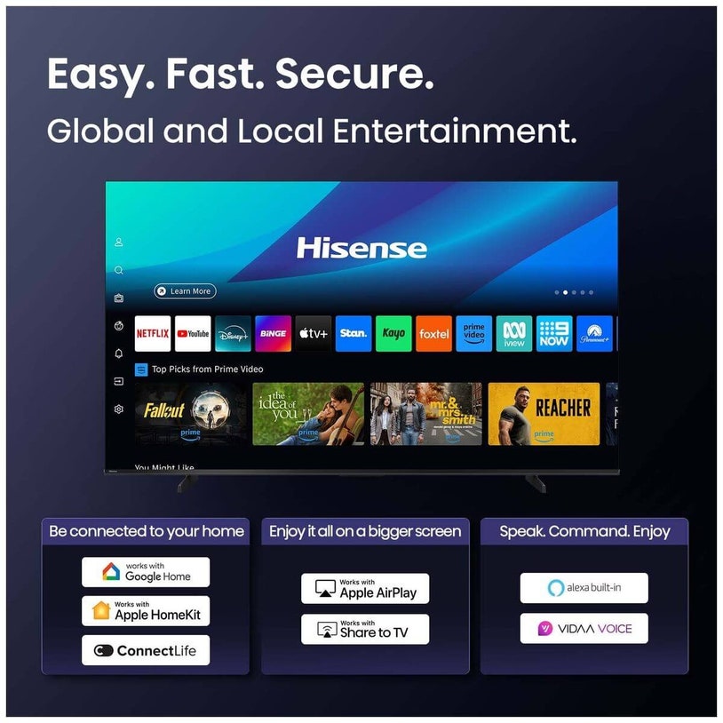 Hisense 65 Inch Q6QAU 4K Smart QLED TV 65Q6QAU [2025] | Appliances Online