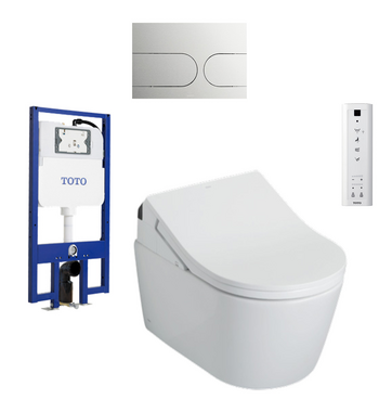 Toto Wall Hung Smart Toilet Suite with Auto Flush In-Wall Cistern and ...