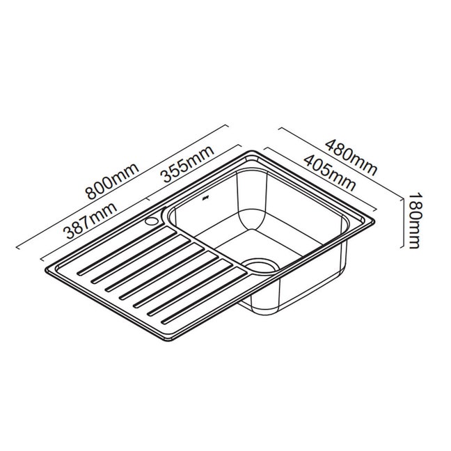 Abey EC Single Right Bowl Sink with Drainer EC100R | Appliances Online