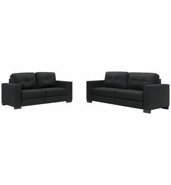 SILC Global Bari Two and Three Seater Lounge Suite PU Black 21001110 ...