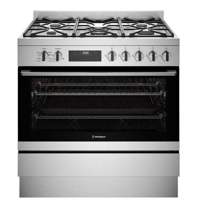 Westinghouse 90cm Dual Fuel Freestanding Oven-Stainless Steel WFE9515SD ...