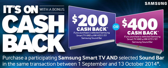 Samsung Sound Bar and TV Cash Back Promotion | Appliances Online